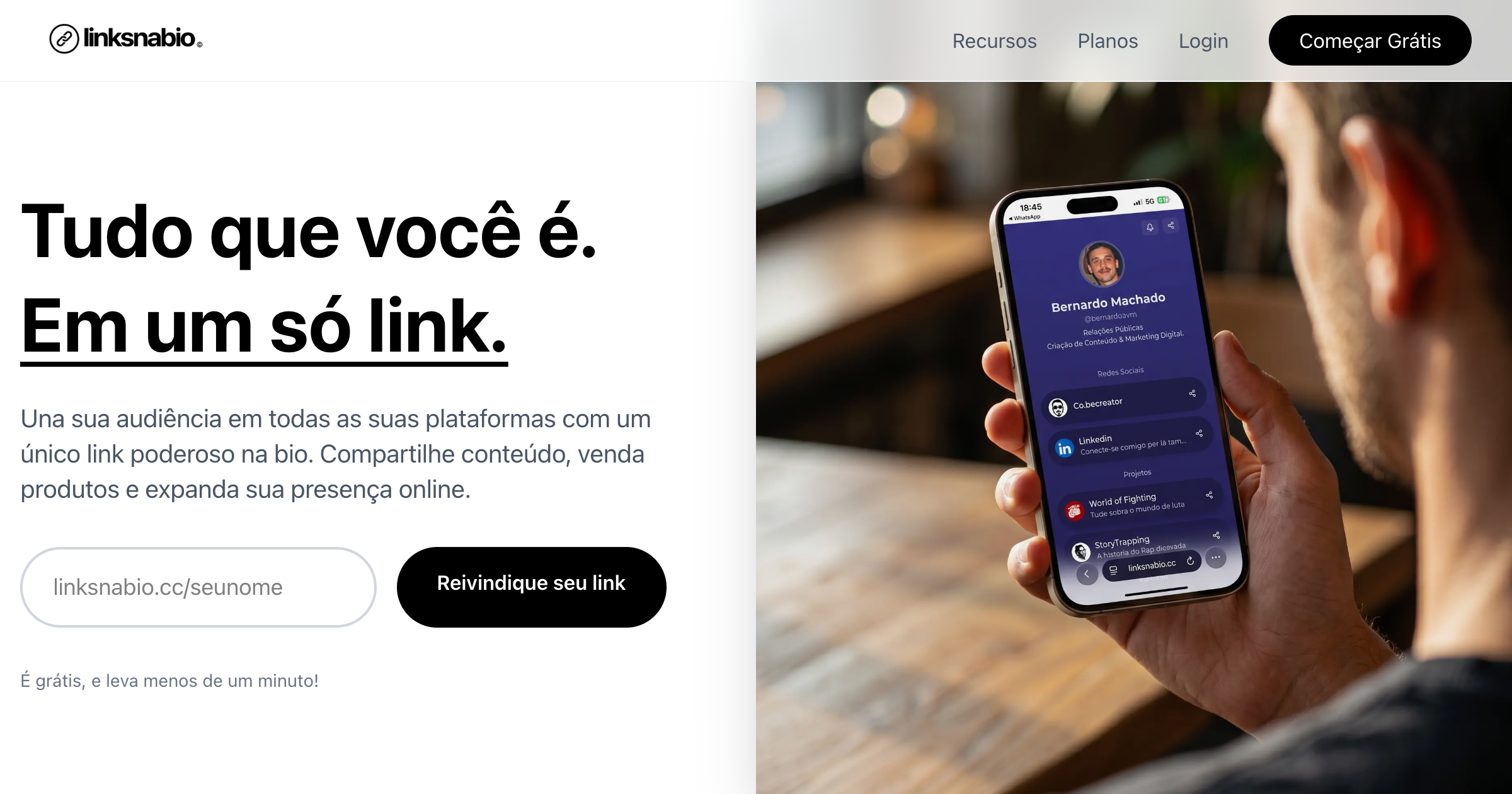 Links na Bio — Crie sua página de links personalizada